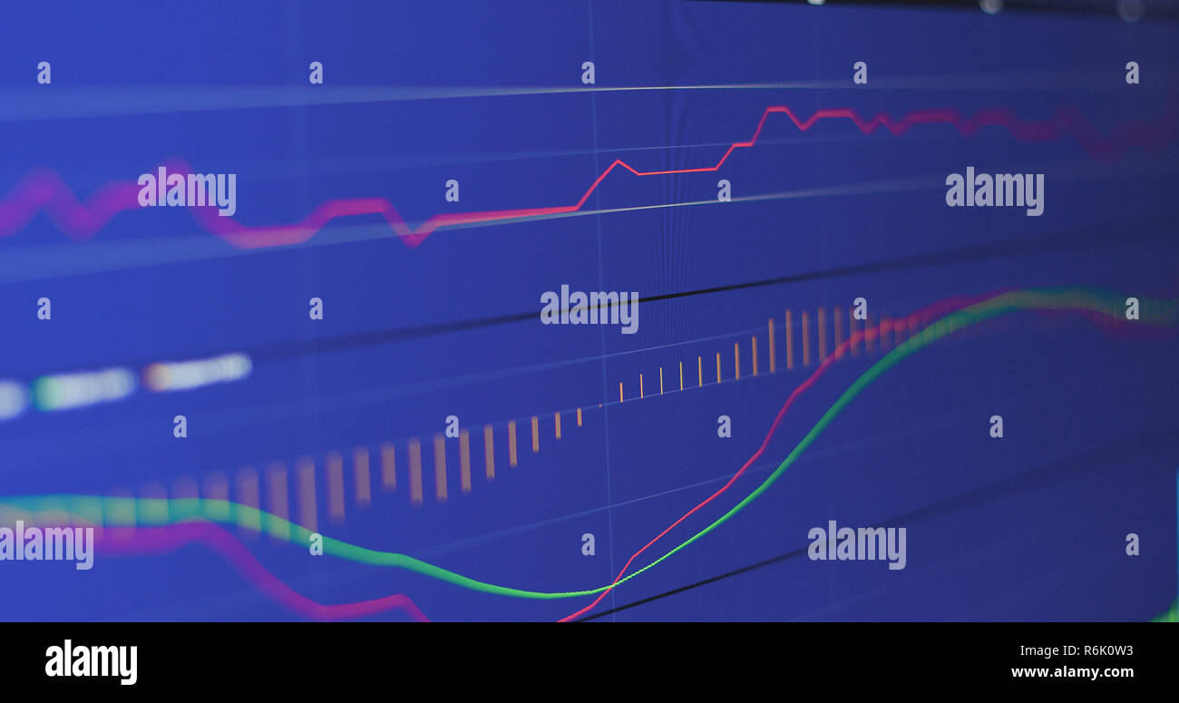 Stock Market Chart on Blue Background Stock Photo - Alamy