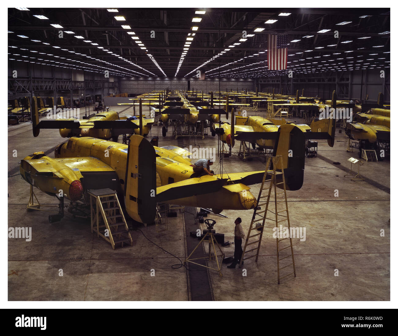 B-25 Mitchell bomber manufacture USA War II USA War industry assembling ...