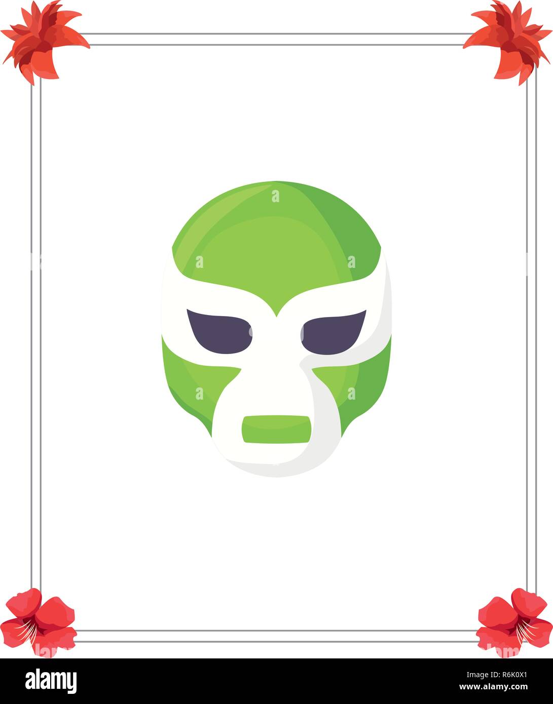 mask frame flowers mexican culture traditional vector illustration ...