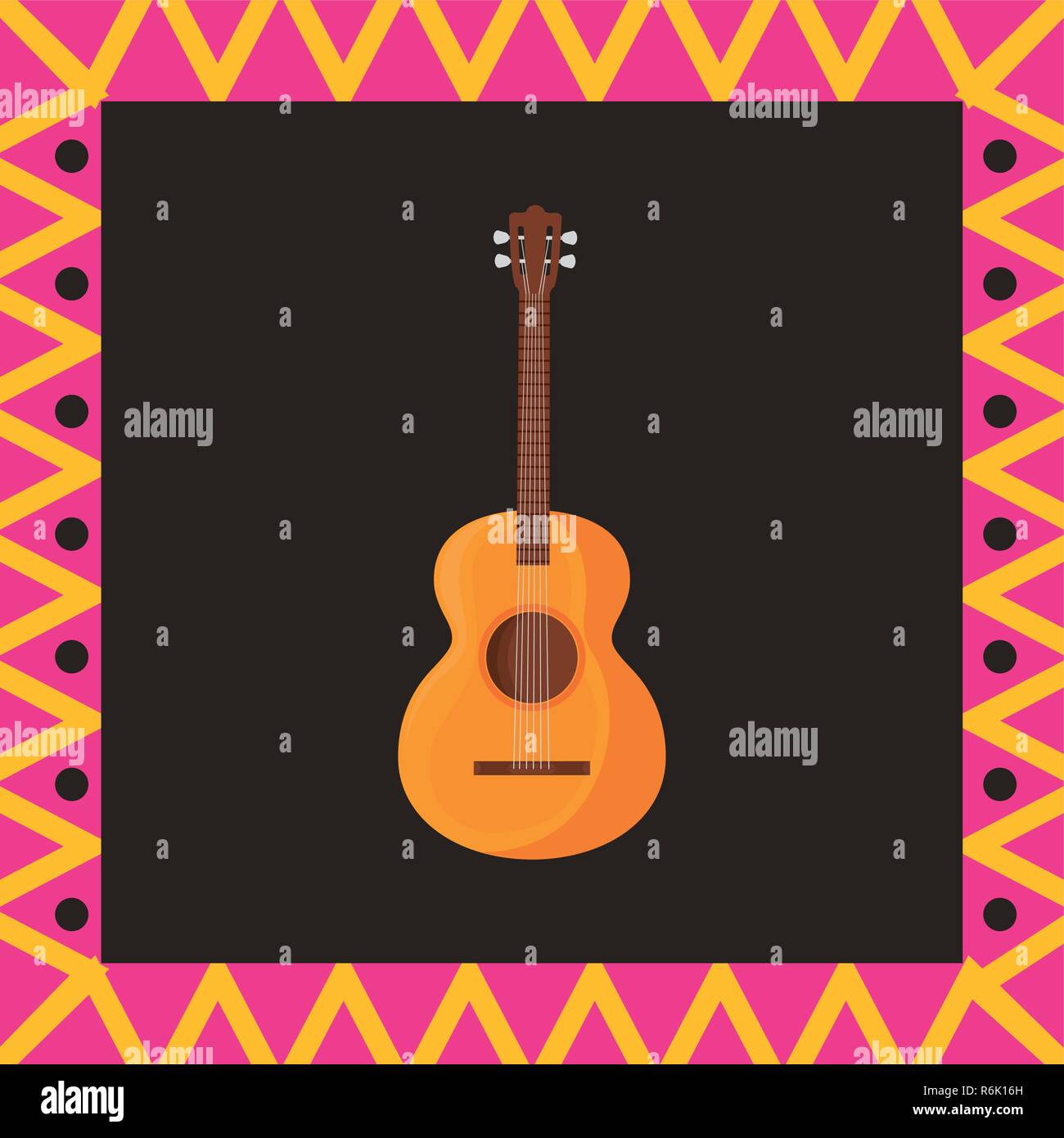 guitar instrument frame decoration poster vector illustration Stock ...