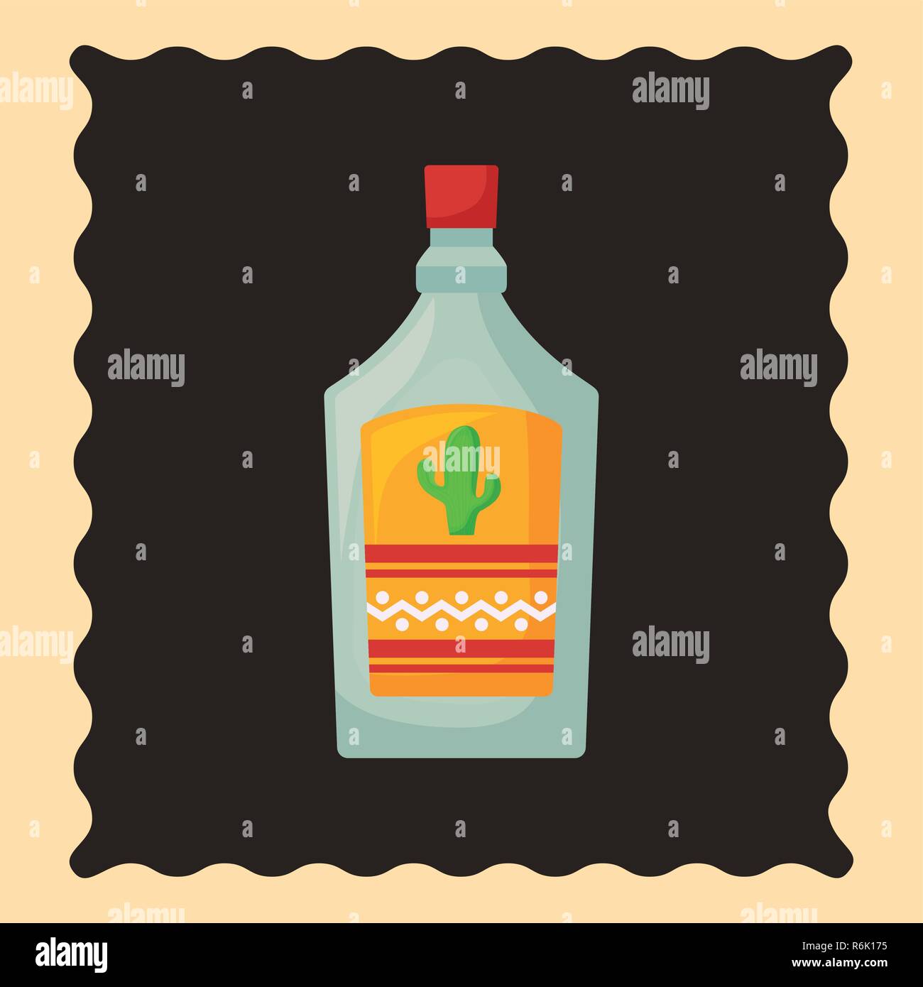 bottle tequila mexican culture traditional poster vector illustration ...