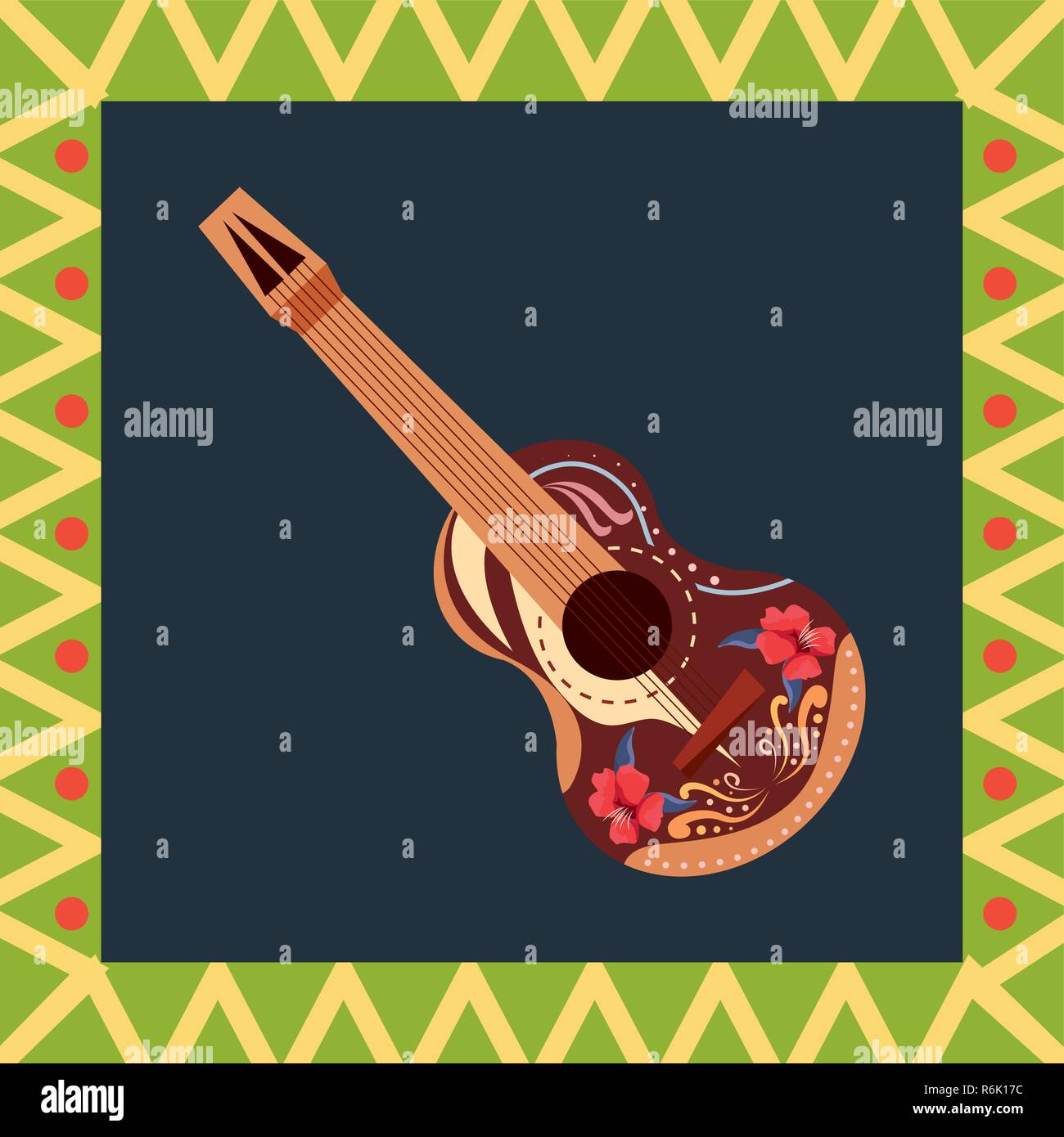 guitar instrument frame decoration poster vector illustration Stock ...