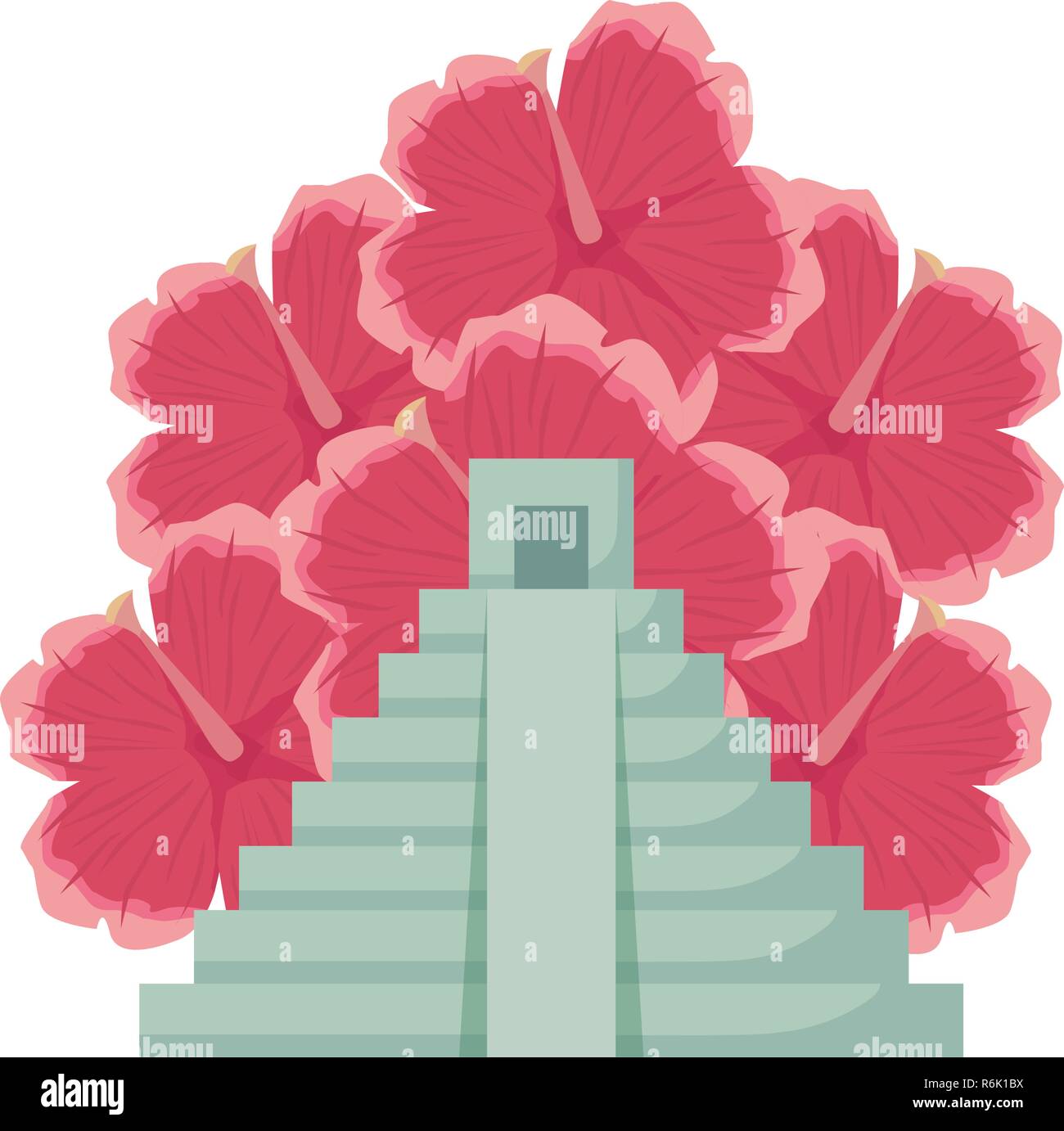 pyramid and flowers day of the dead vector illustration Stock Vector ...