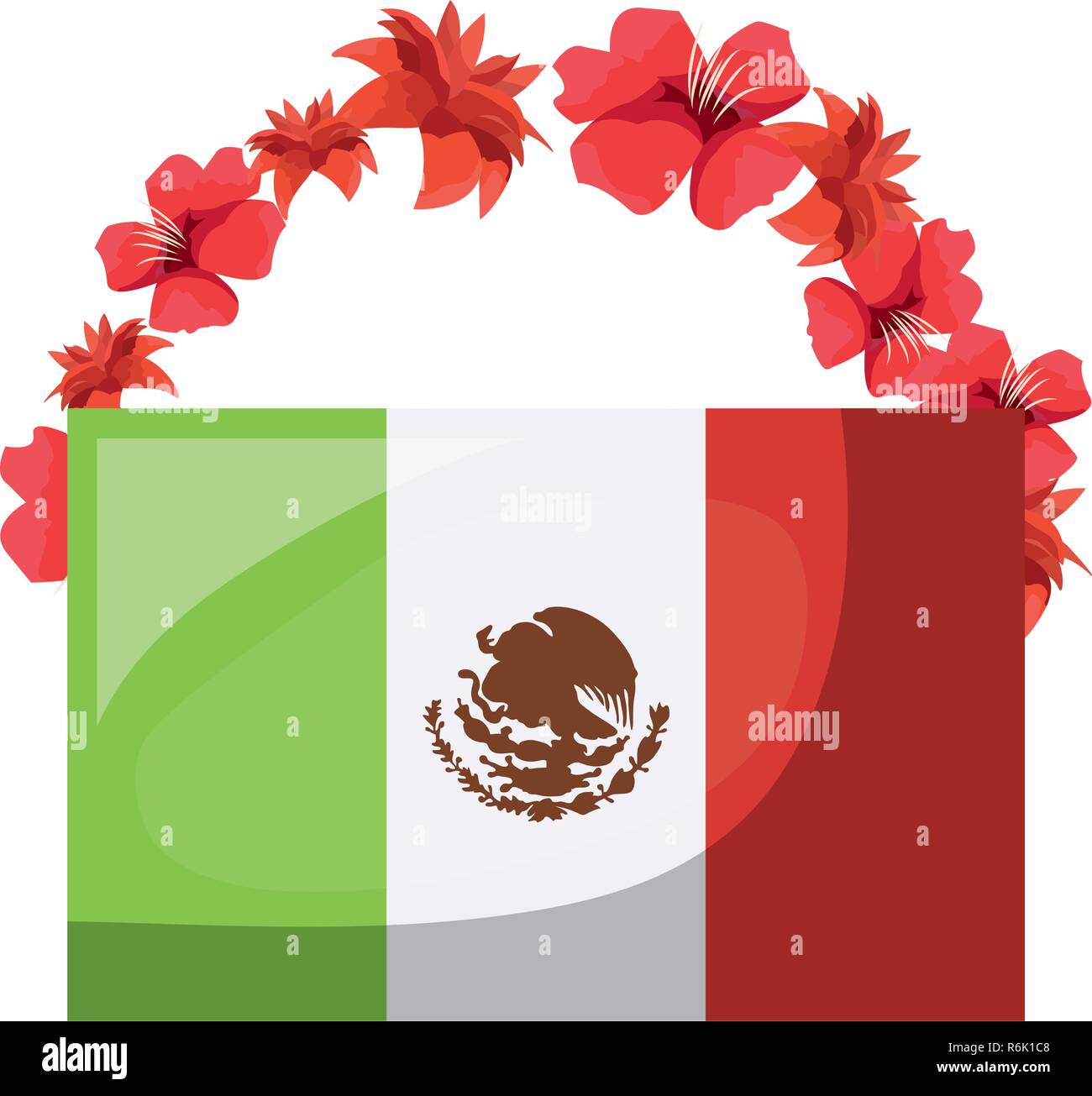 mexican flag and flowers day of the dead vector illustration Stock ...