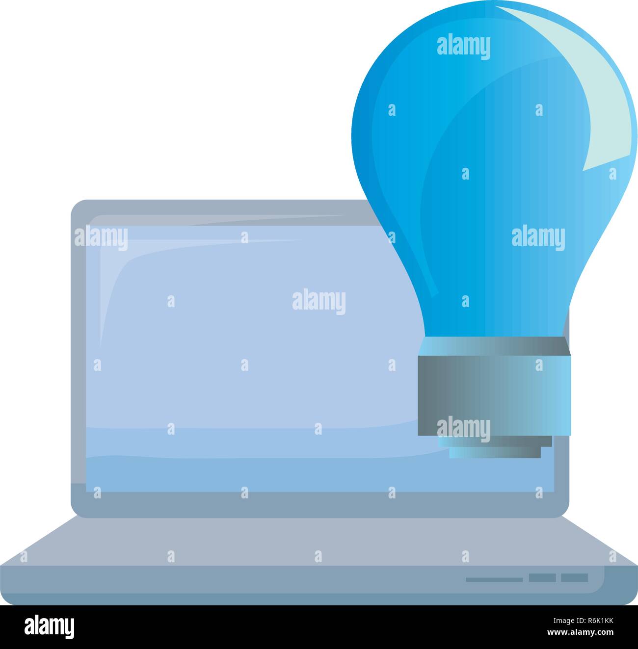 laptop computer light bulb idea vector illustration Stock Vector Image ...