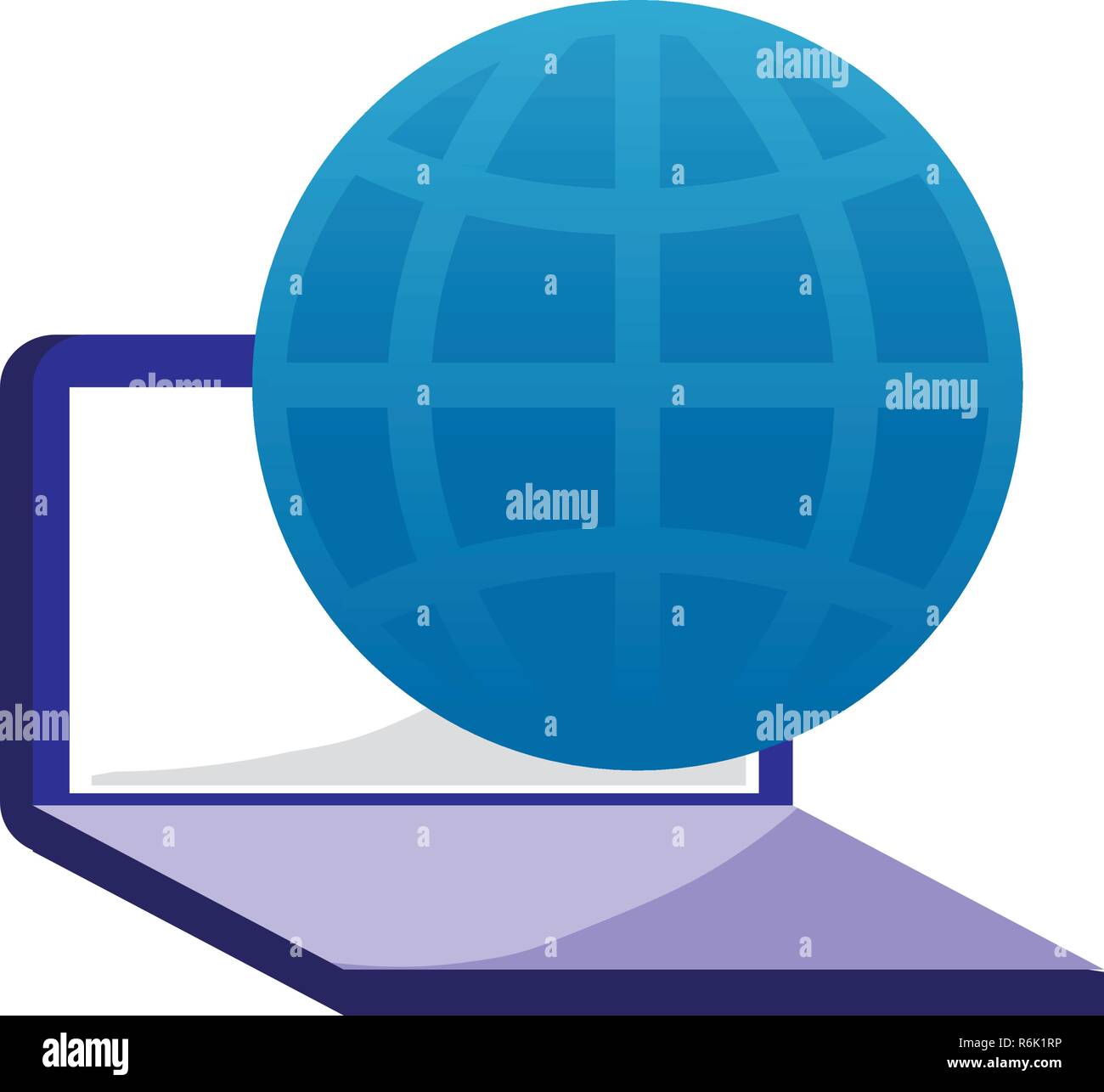 laptop computer world digital technology vector illustration Stock ...