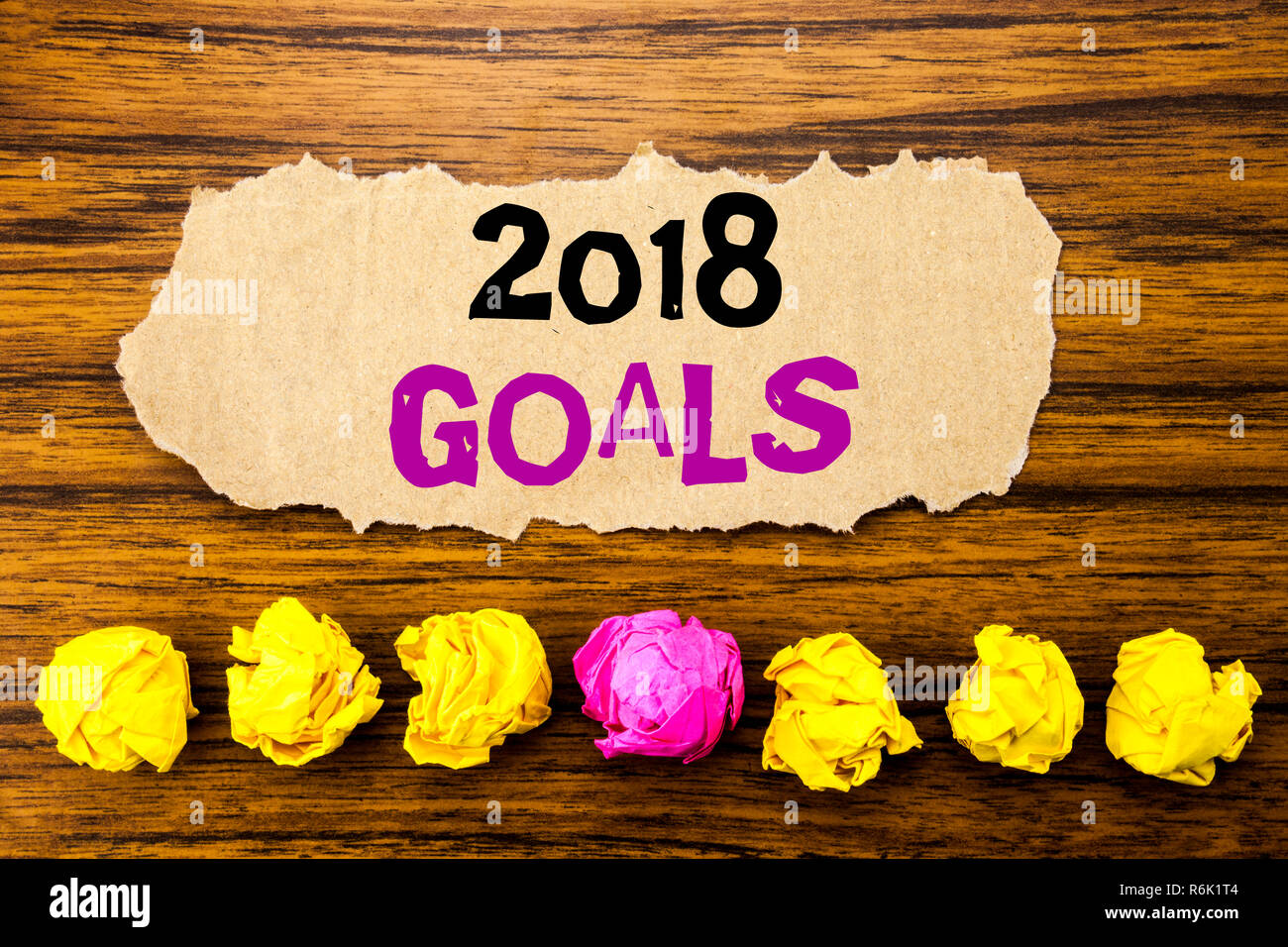 Handwriting text 2018 Goals. Concept for New Yer resolutions Written on ...