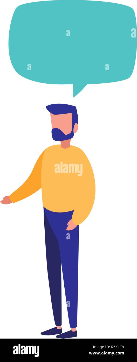 man character and speech bubble vector illustration Stock Vector Image ...
