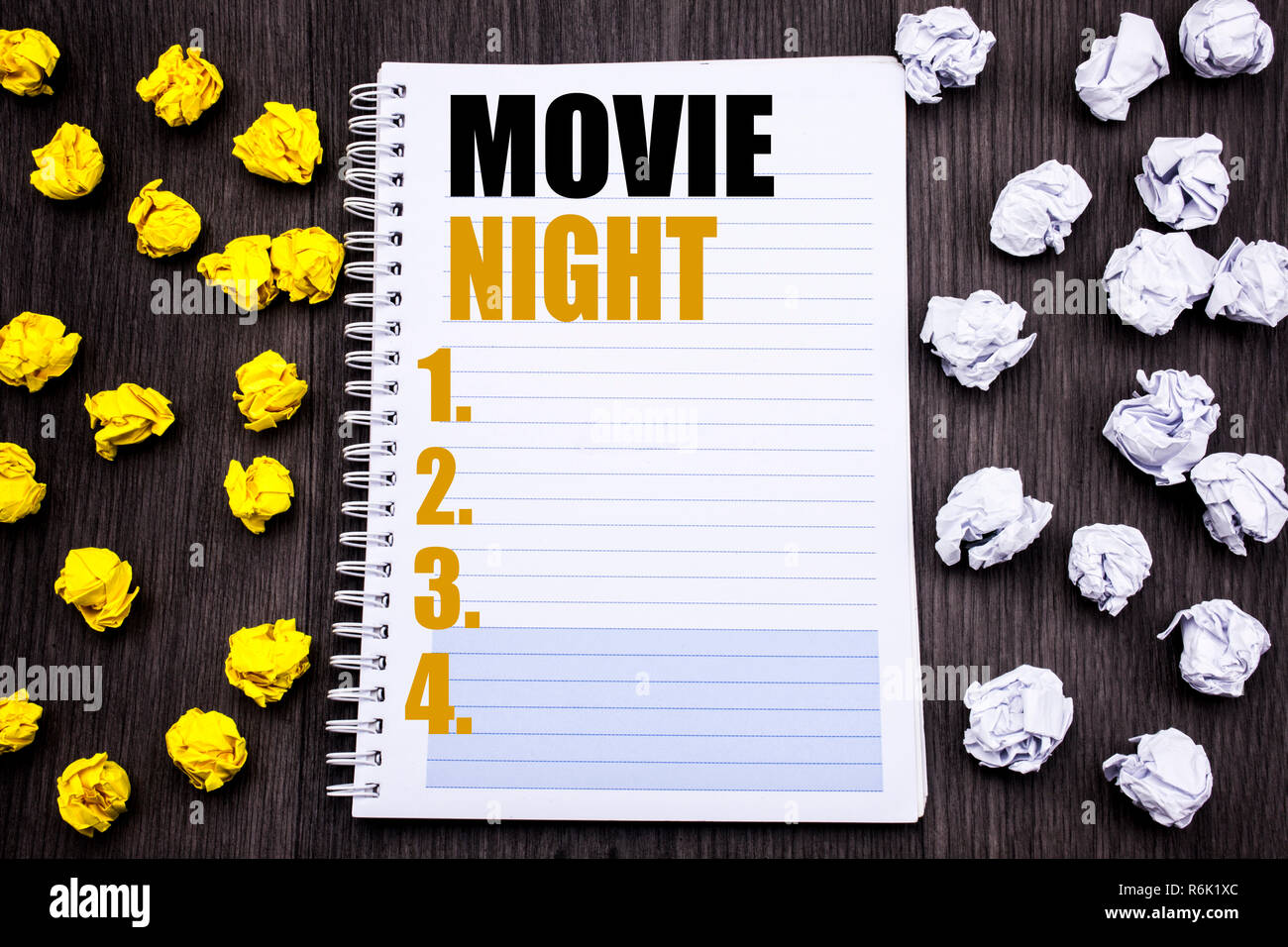 Conceptual hand writing text caption showing Movie Night. Business ...