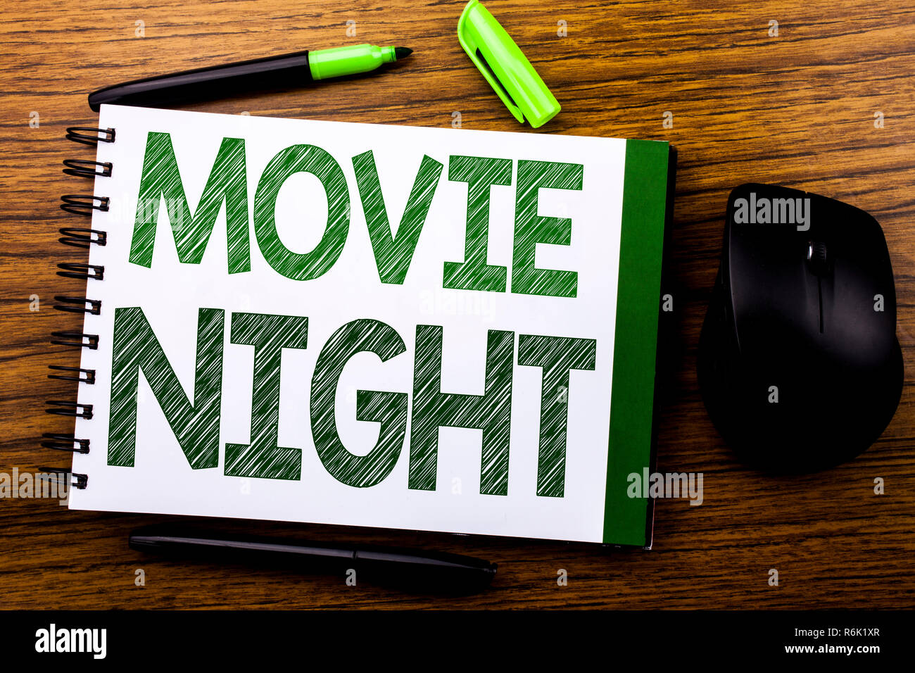 Handwriting Announcement text showing Movie Night. Business concept for ...