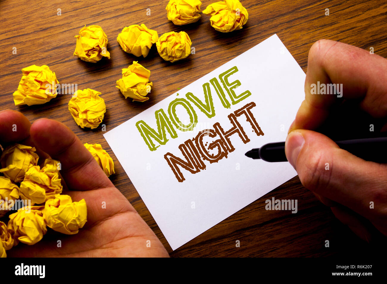 Word, writing Movie Night. Concept for Wathing Movies written on ...
