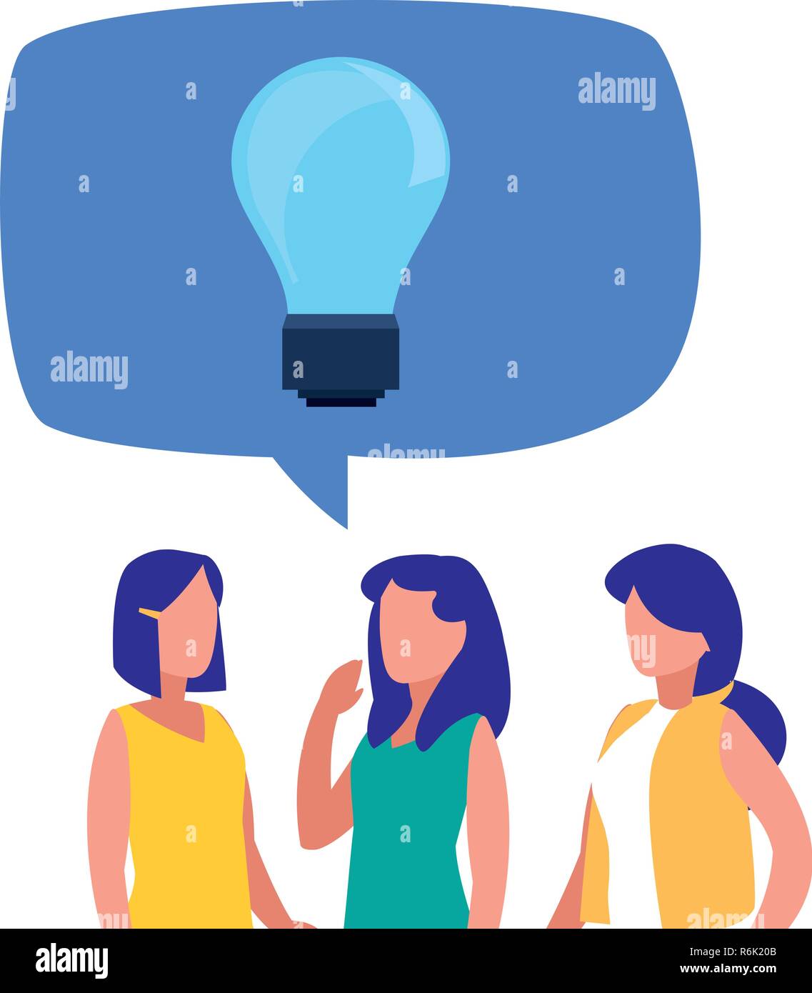 business women bulb idea speech bubble vector illustration Stock Vector ...