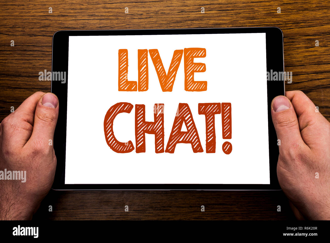 Hand writing text caption Live Chat . Business concept for ...