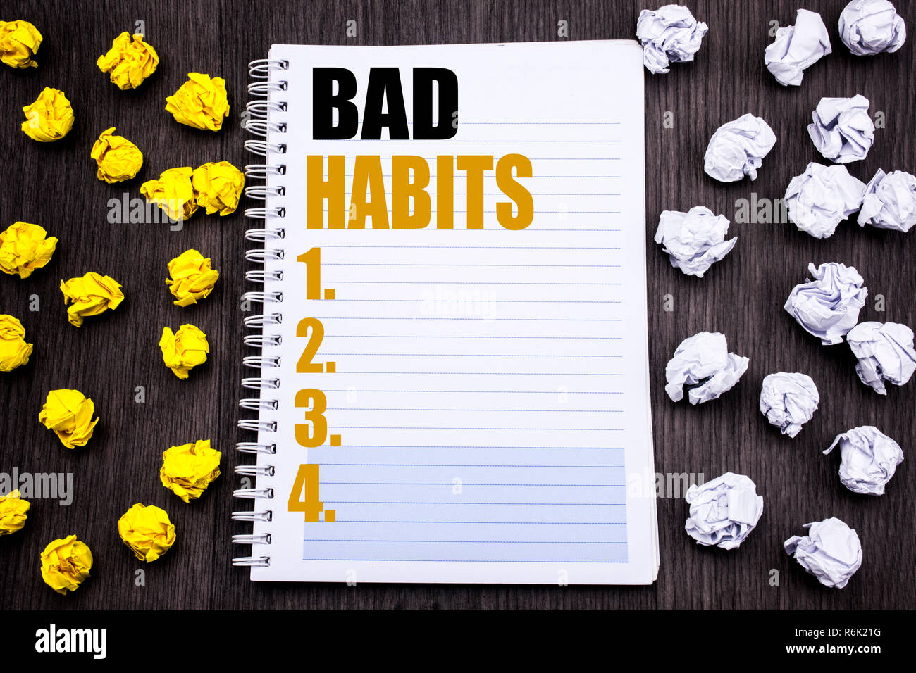 Conceptual hand writing text caption showing Bad Habits. Business ...