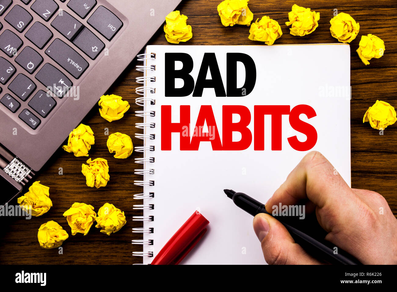 Conceptual hand writing text caption Bad Habits. Business concept for ...