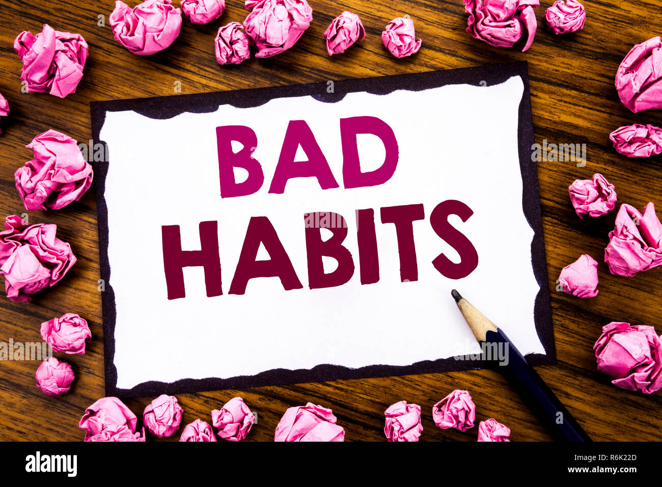 Hand writing text caption inspiration showing Bad Habits. Business ...