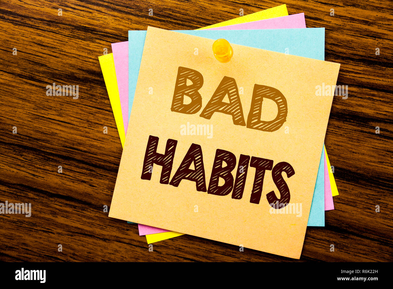 Conceptual hand writing text caption inspiration showing Bad Habits ...