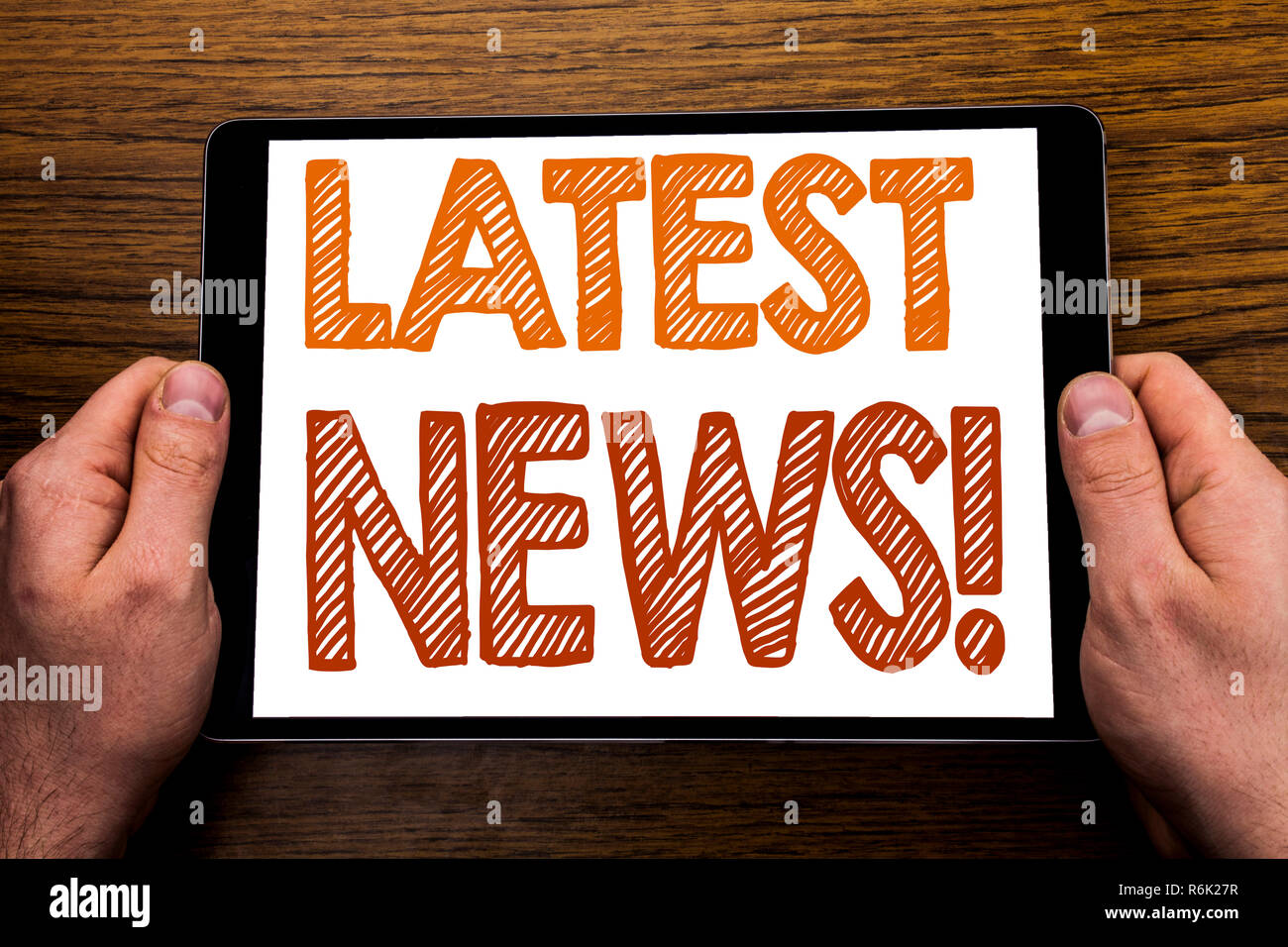 Hand writing text caption Latest News. Business concept for Fresh ...