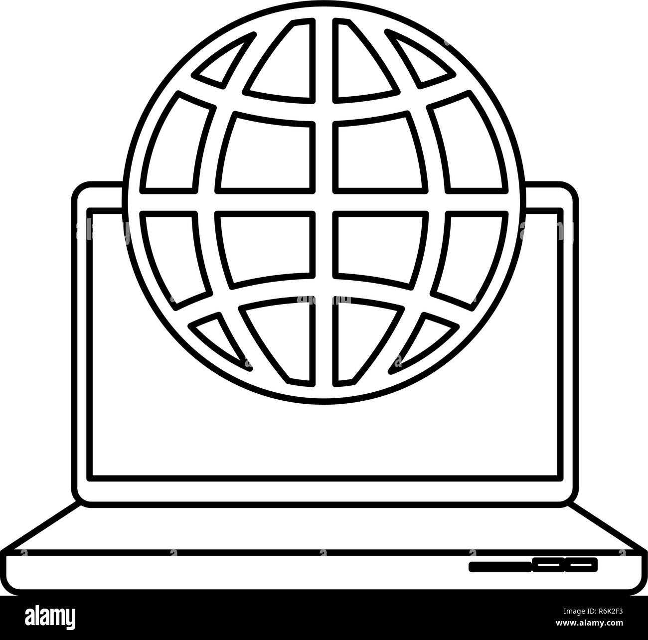 world connection laptop computer white background vector illustration ...