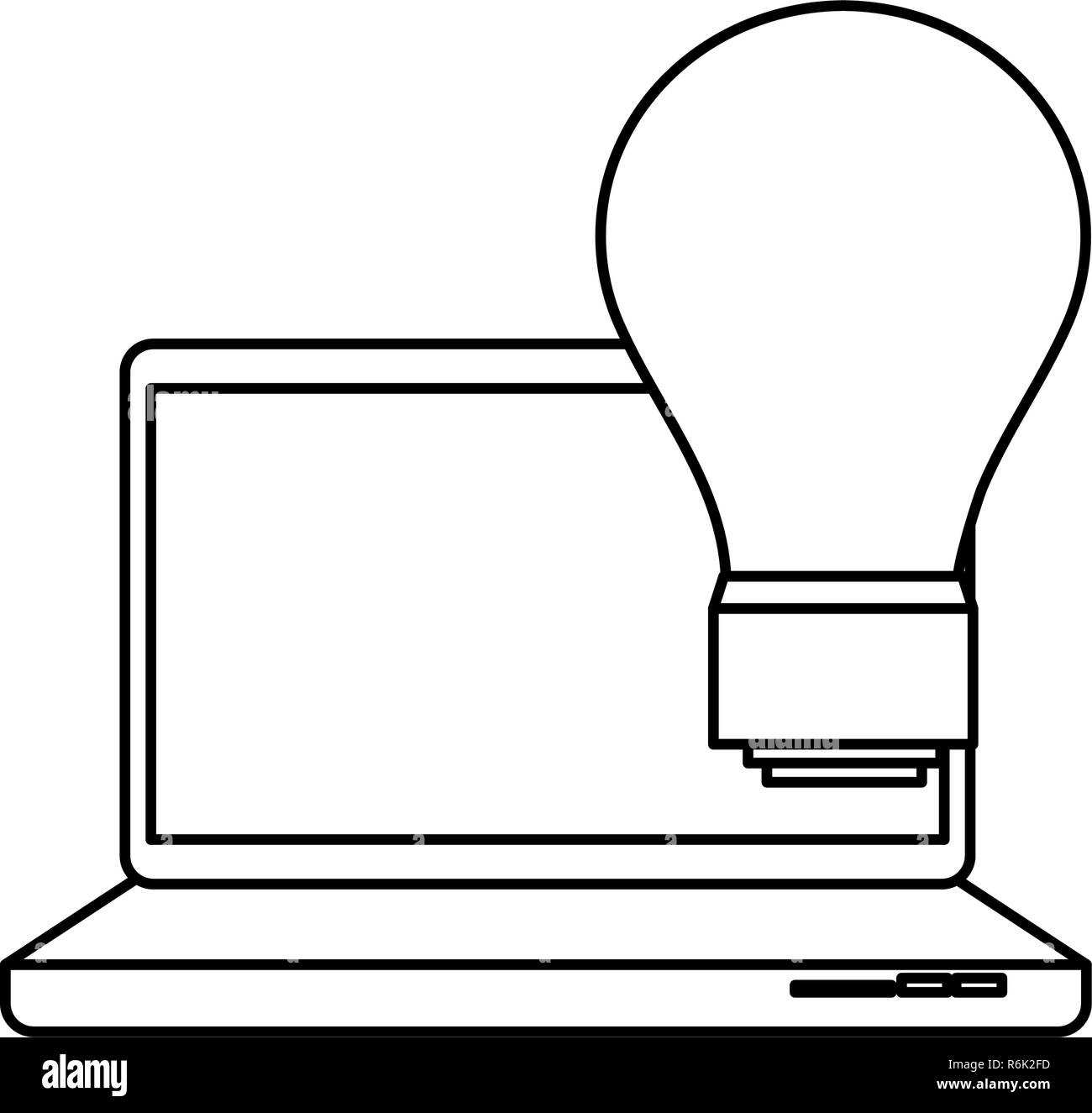 laptop computer light bulb idea vector illustration Stock Vector Image ...