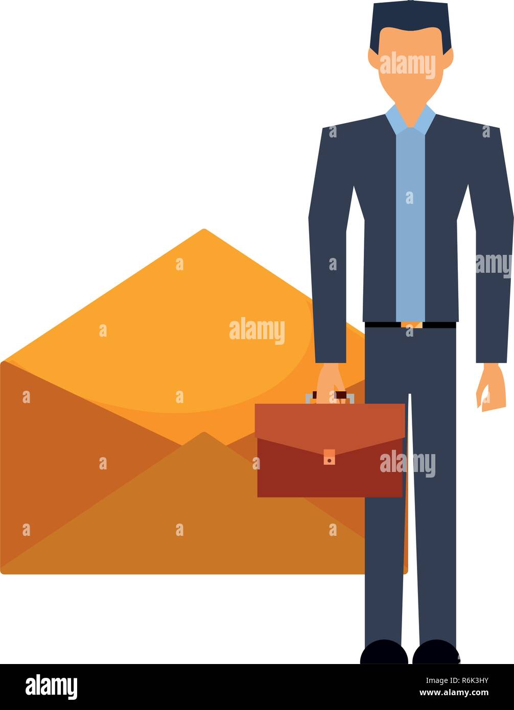 businessman with briefcase and email message vector illustration Stock ...