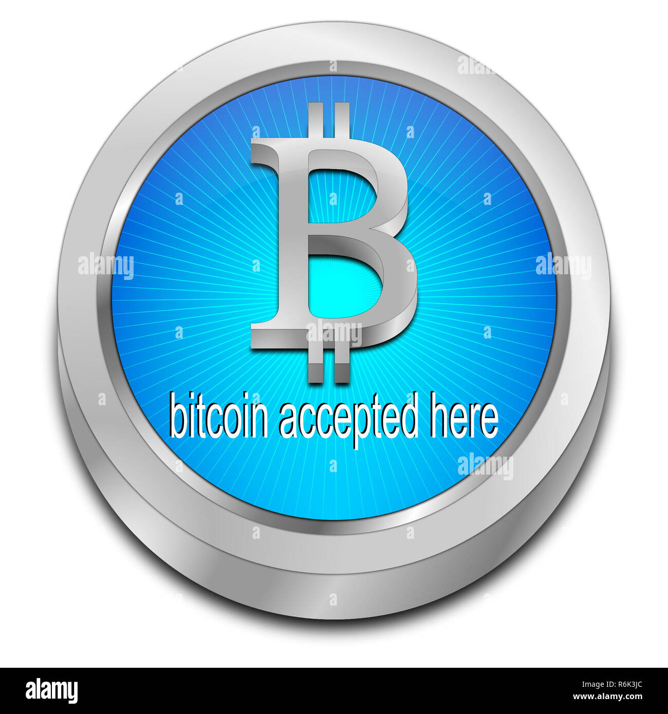 blue Bitcoin accepted here button - 3D illustration Stock Photo - Alamy