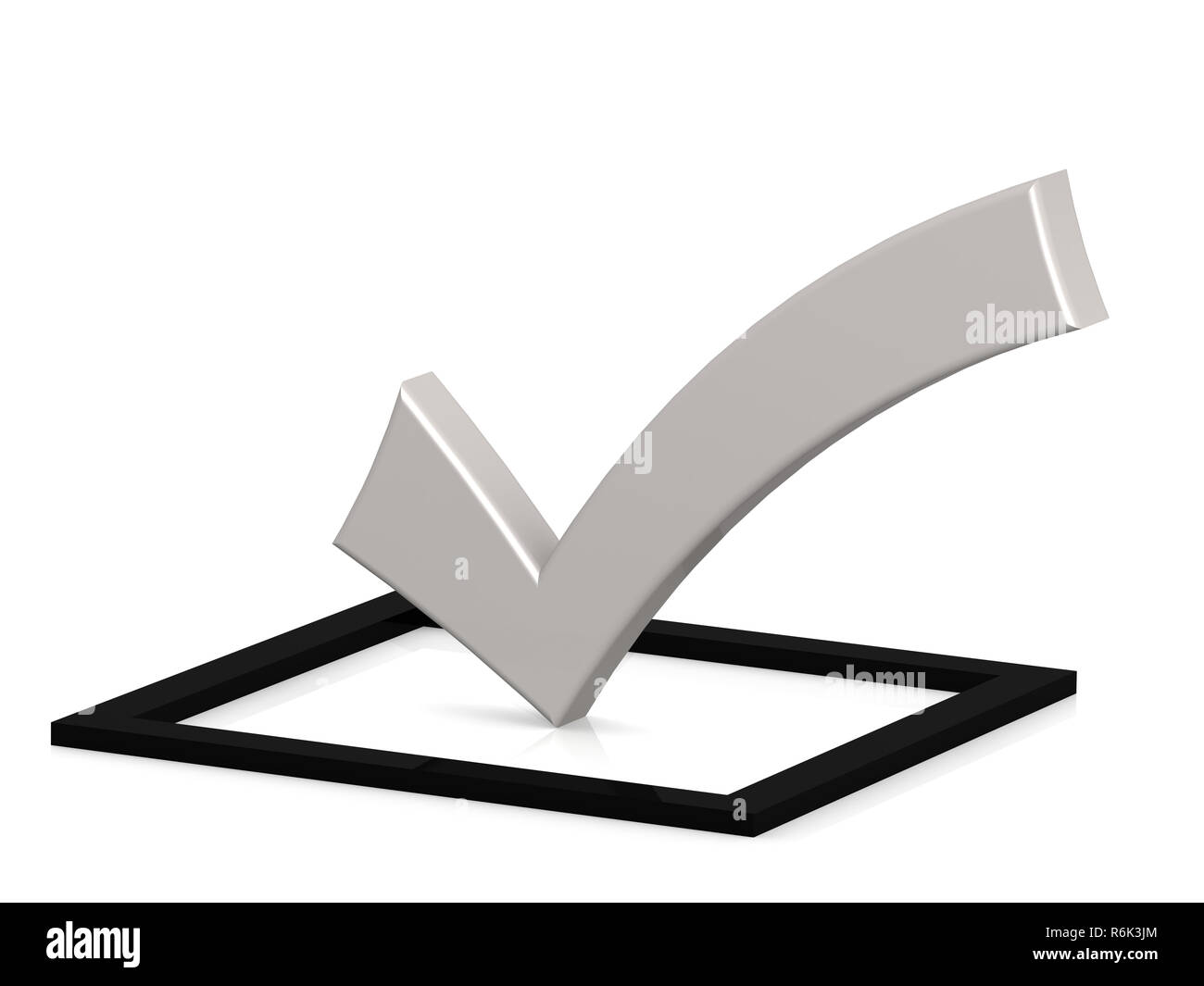 White check mark on black square Stock Photo - Alamy