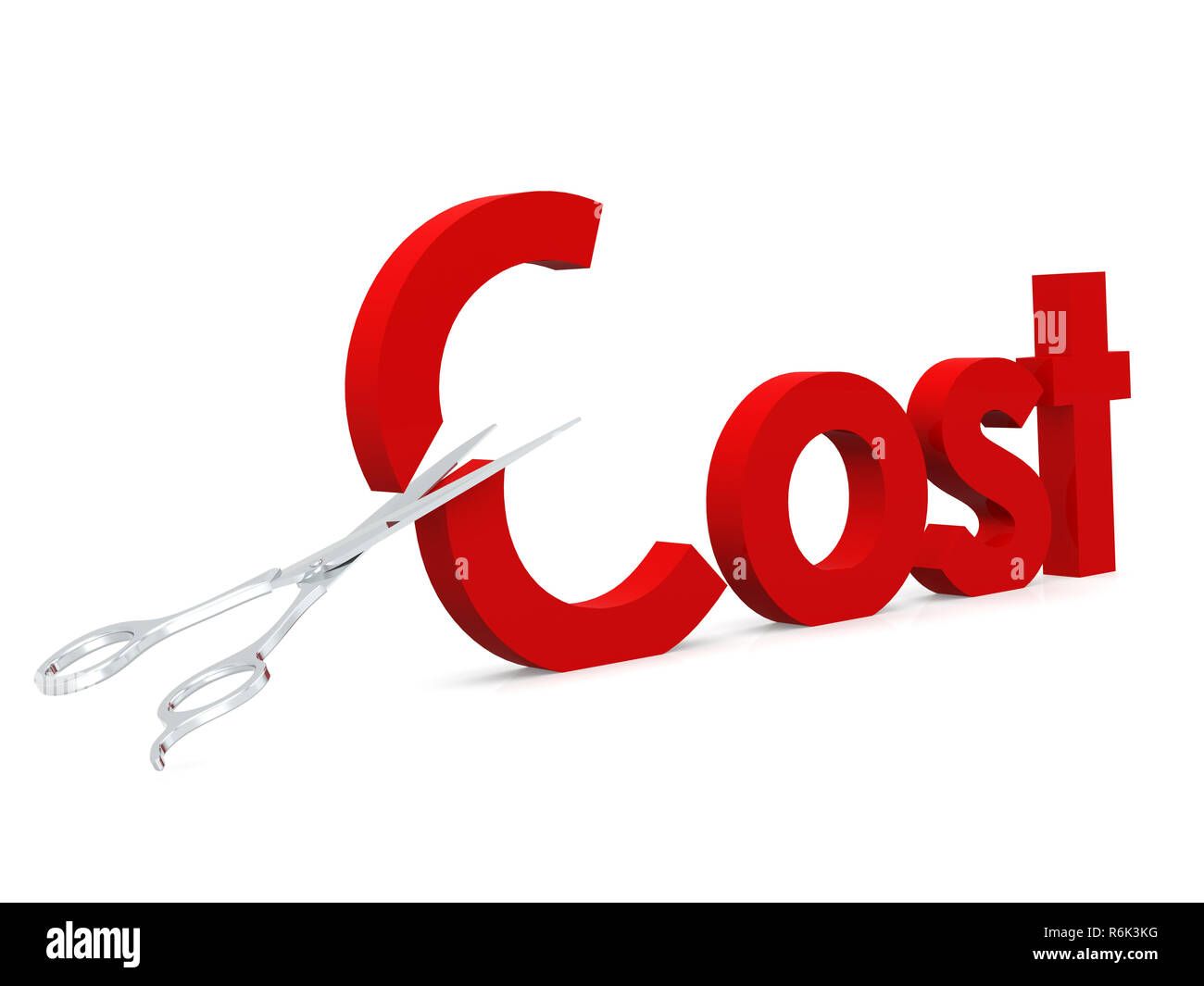 Cut cost with scissor isolated on white Stock Photo - Alamy