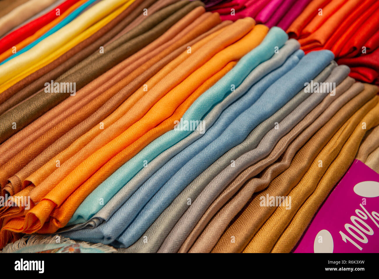 fine fabrics on the market Stock Photo - Alamy