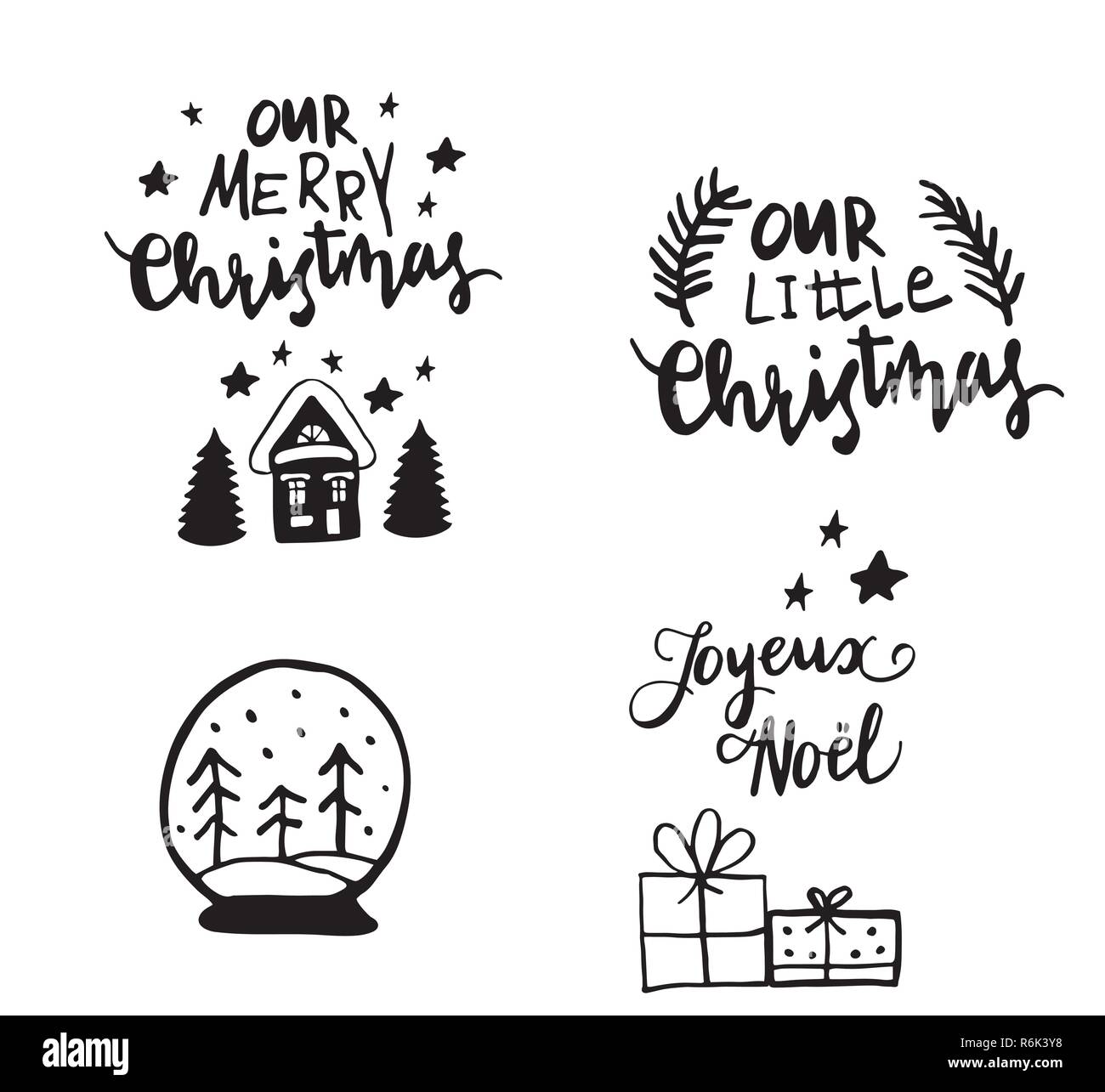 Set of Christmas lettering handwritten Stock Vector Image & Art - Alamy