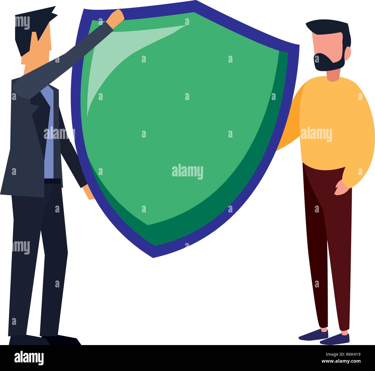 businessmen with shield protection business vector illustration Stock ...
