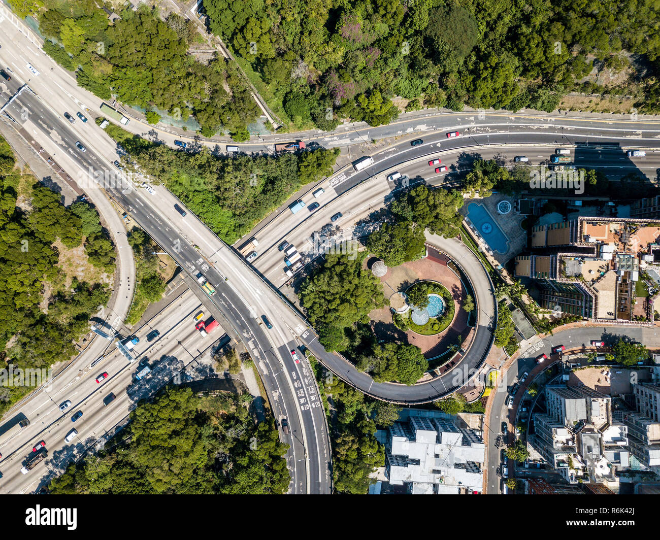 Top view of road intersection Stock Photo - Alamy