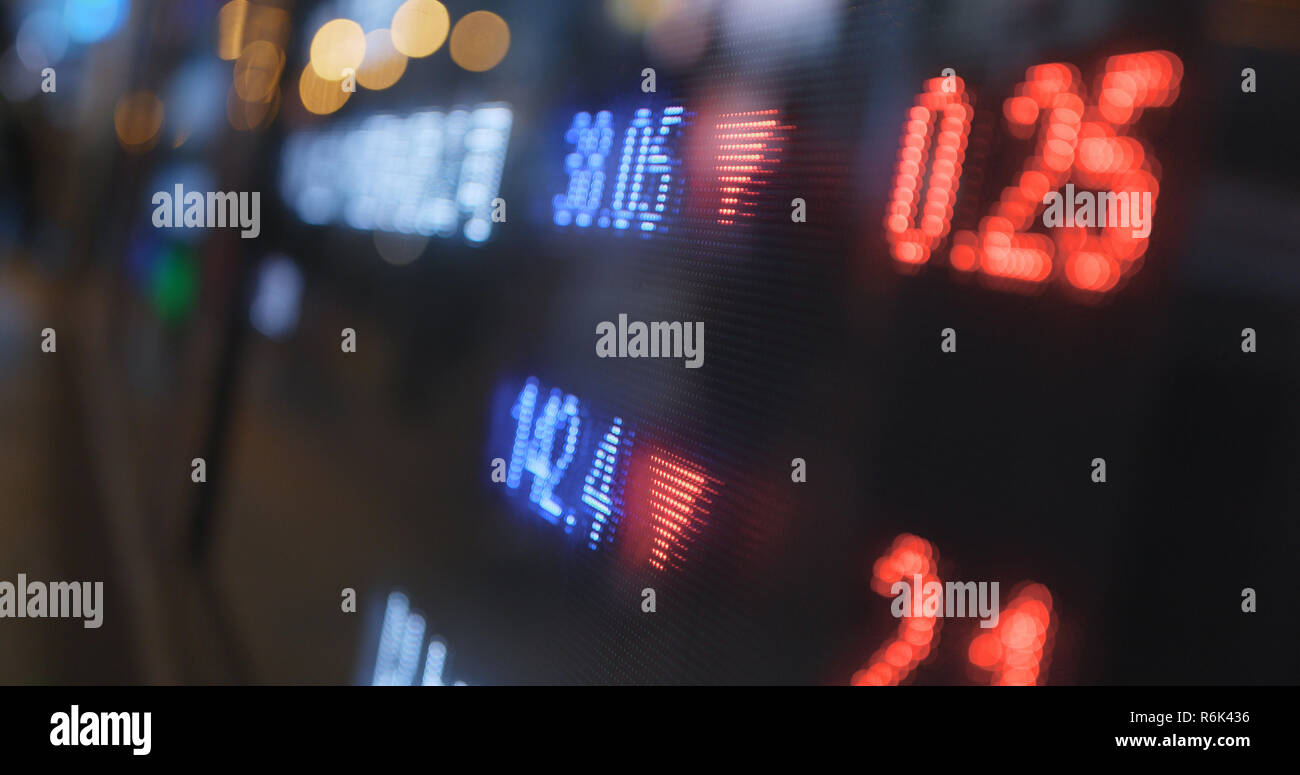 Stock market display at night Stock Photo - Alamy