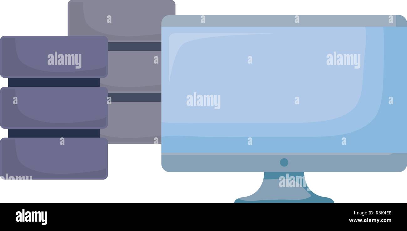 computer database server on white background vector illustration Stock ...