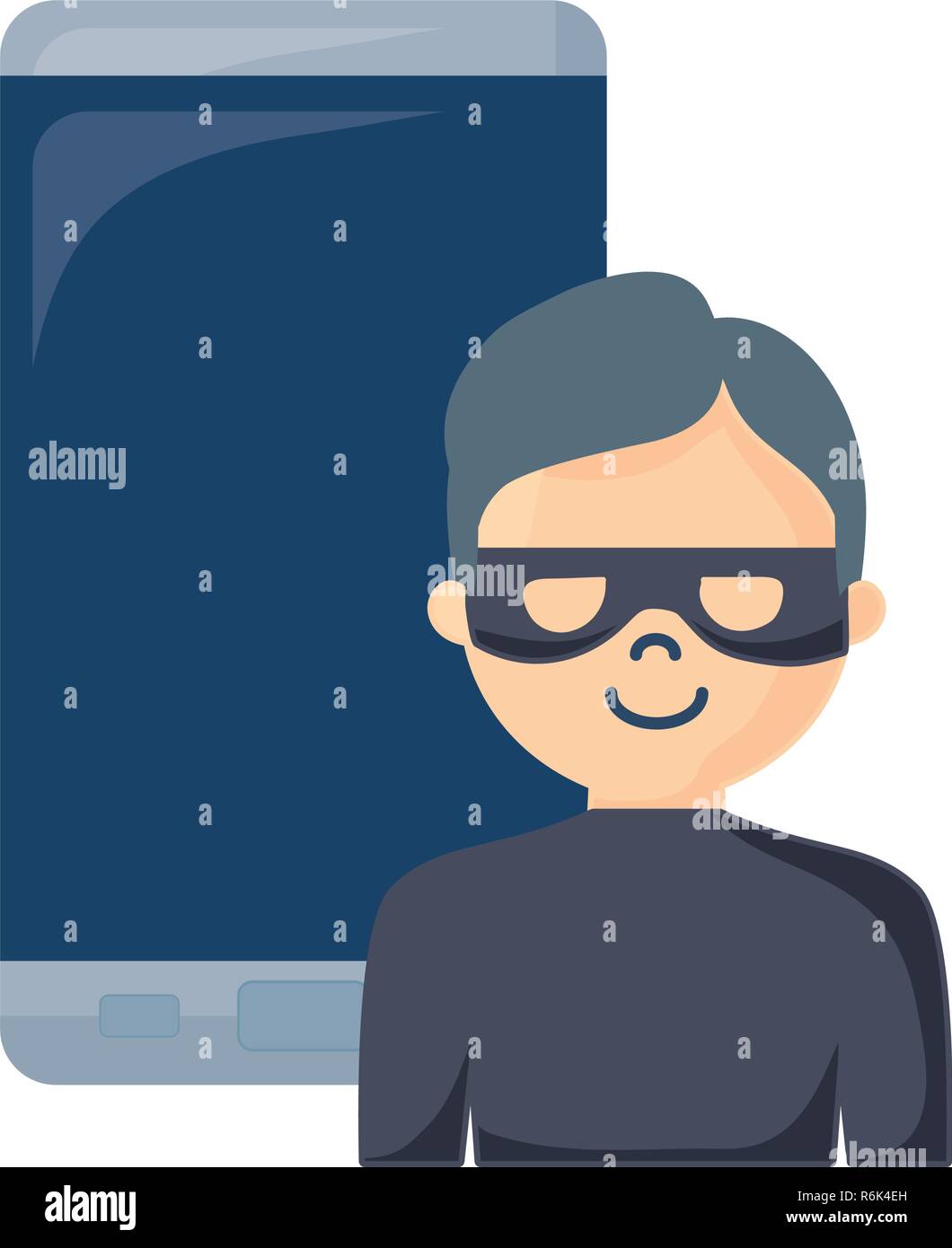 hacker cellphone device white background vector illustration Stock ...