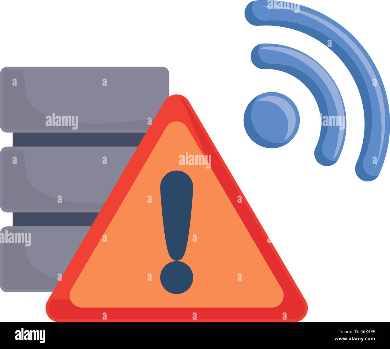 database server alert wifi on white background vector illustration ...