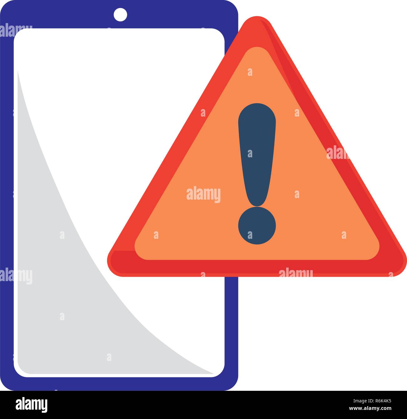 mobile warning alert on white background vector illustration Stock ...