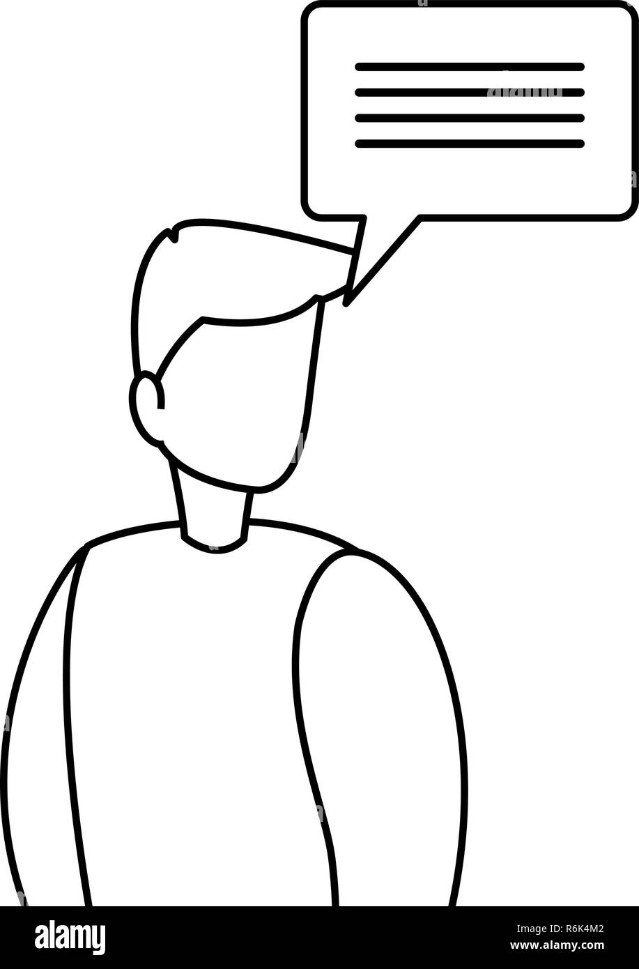 man character and speech bubble vector illustration outline vector ...