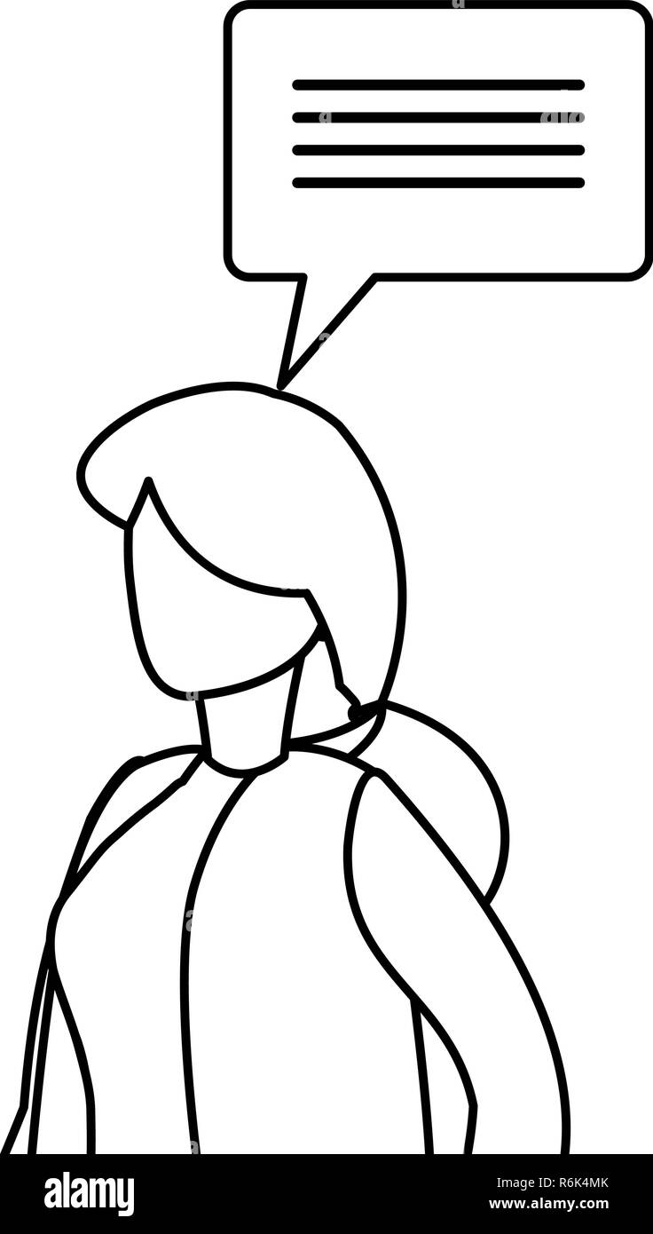 woman dialogue talk speech bubble vector illustration outline vector ...