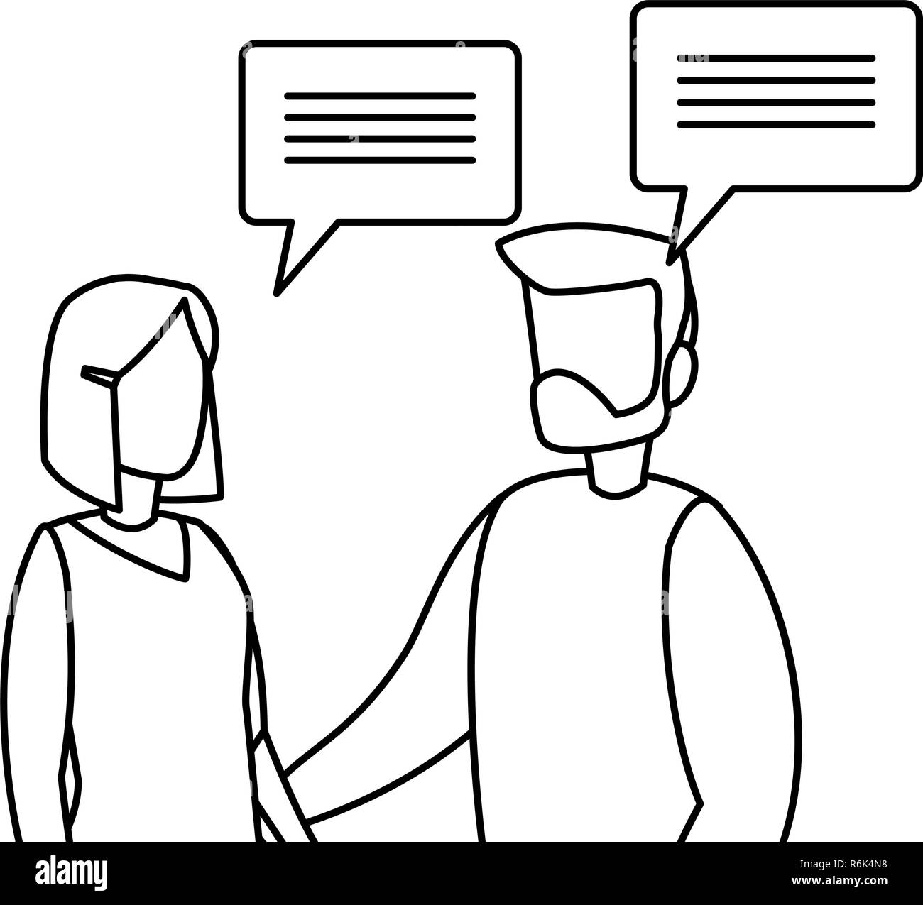 business man and woman talking dialogue vector illustration outline ...