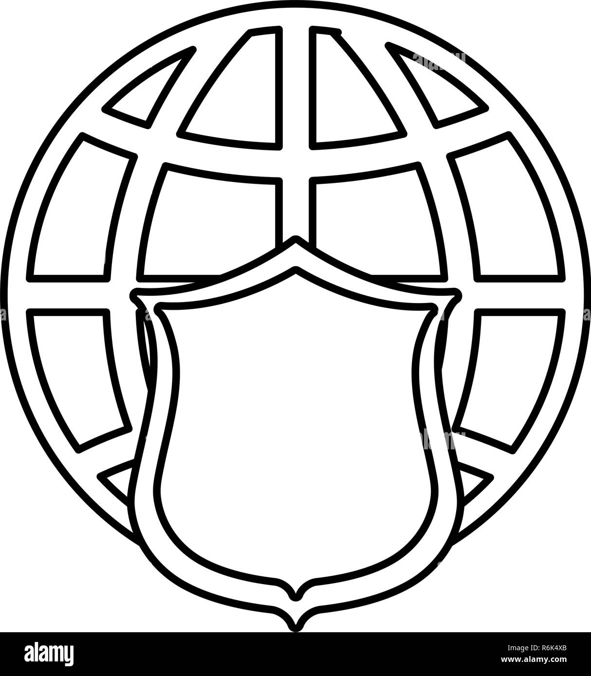 world shield protection on white background vector illustration outline ...