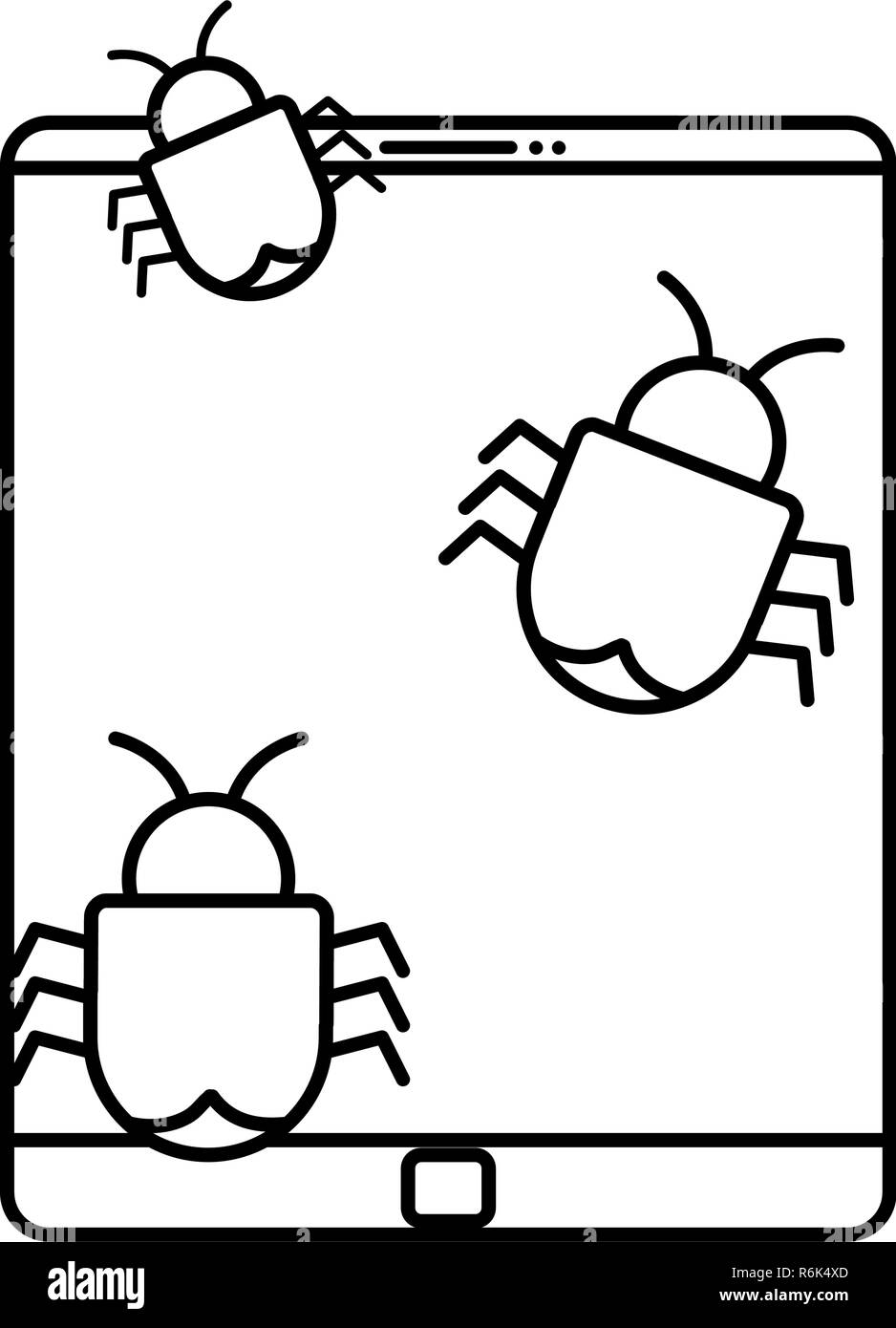 computer virus bugs white background vector illustration outline vector ...
