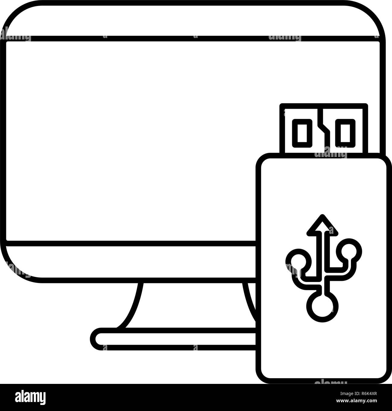 computer usb on white background vector illustration outline vector ...