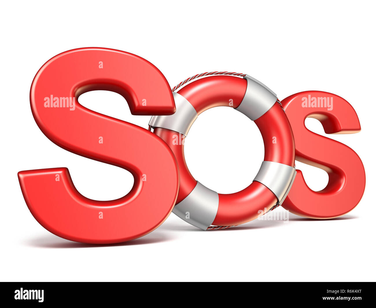 SOS sign with lifebuoy 3D Stock Photo - Alamy