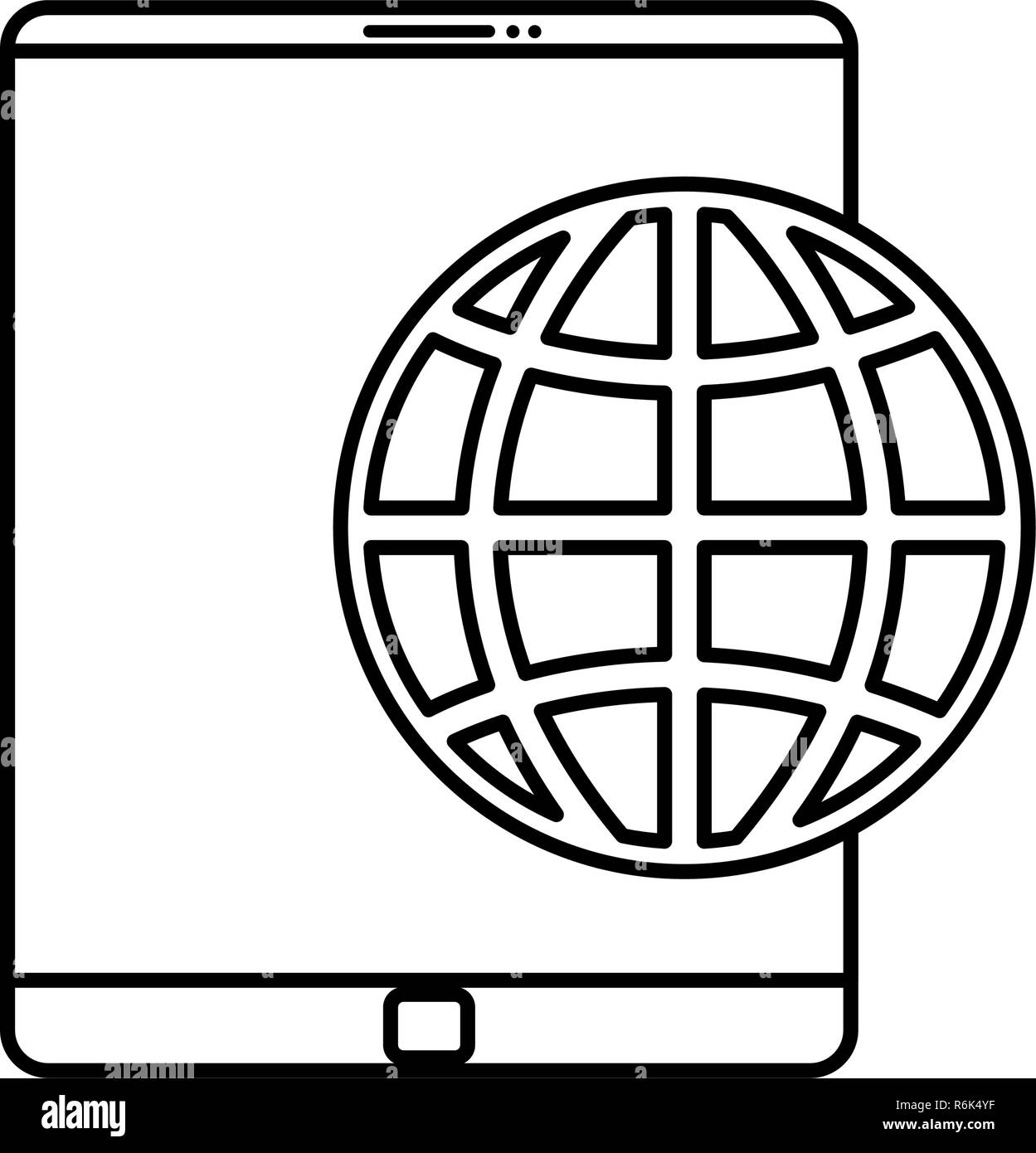 mobile world on white background vector illustration outline vector ...