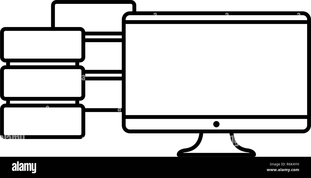 computer database server on white background vector illustration ...