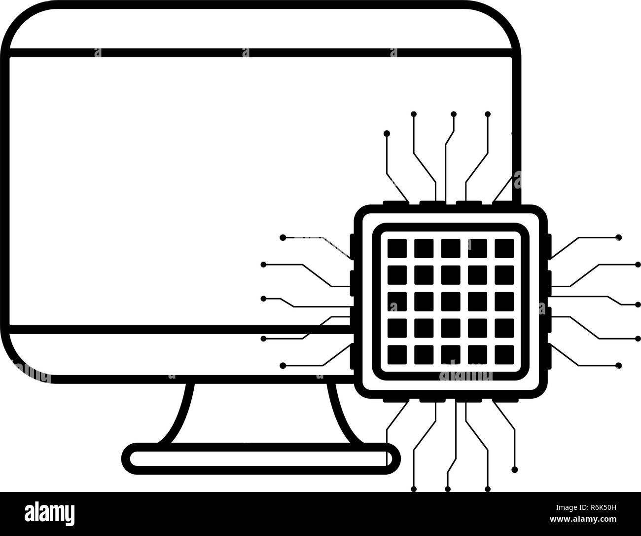 computer motherboard circuit white background vector illustration ...