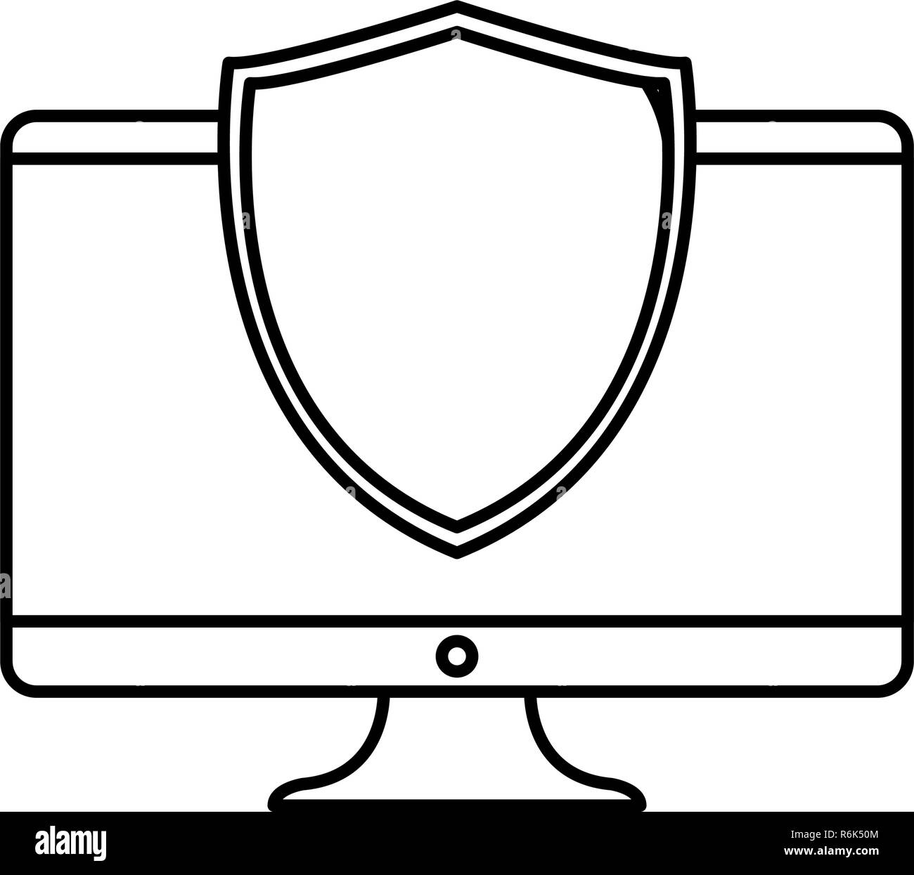 computer shield protection on white background vector illustration ...