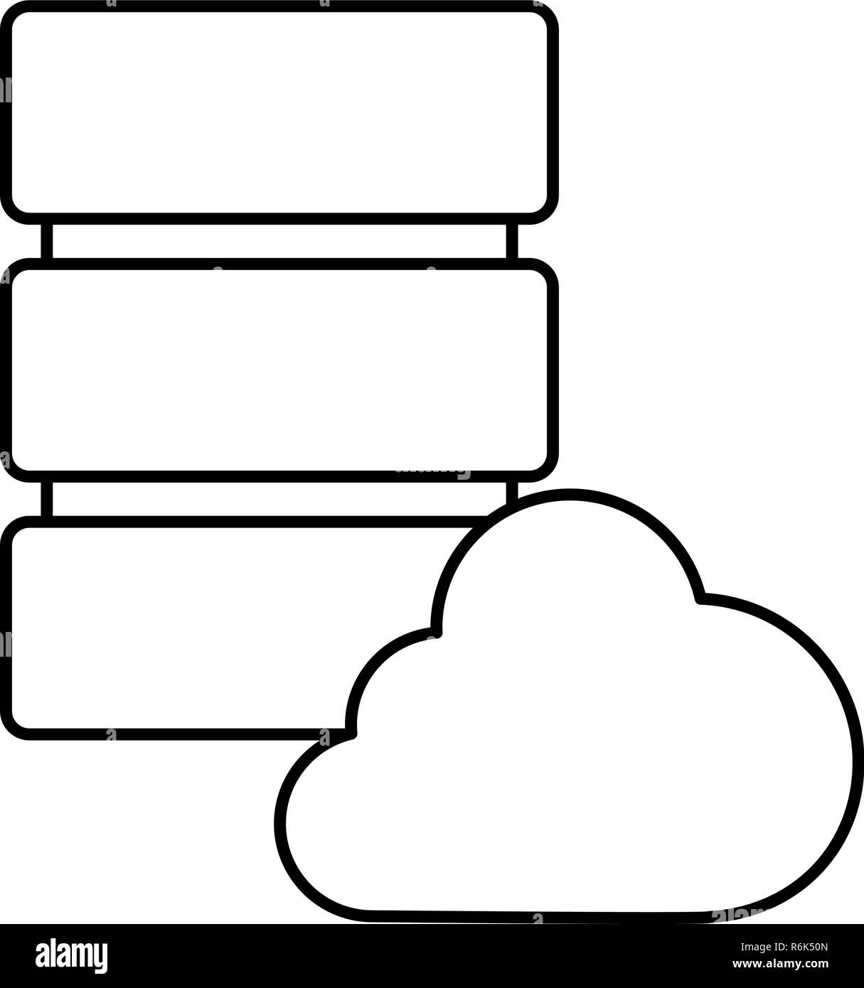 database server cloud storage white background vector illustration ...