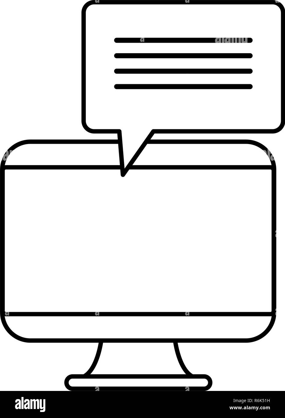 computer speech bubble on white background vector illustration outline ...